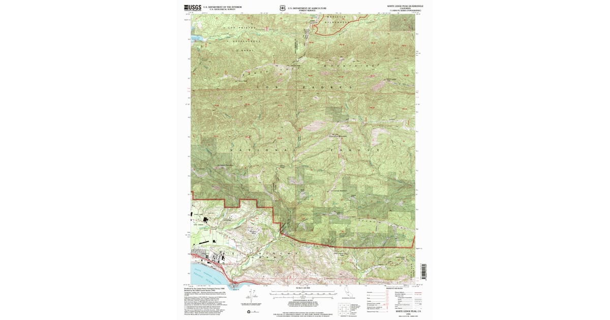 1995 Map of White Ledge Peak, Ventura County, CA — High-Res | Pastmaps