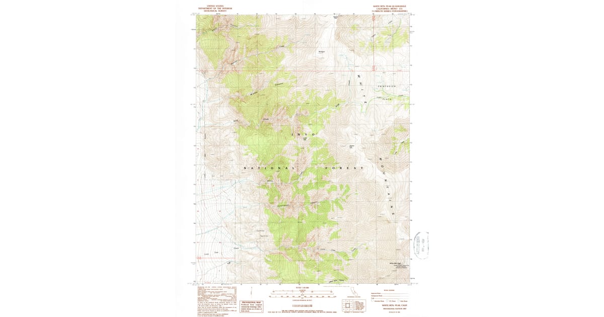 1987 Map of White Mtn. Peak, Mono County, CA — High-Res | Pastmaps