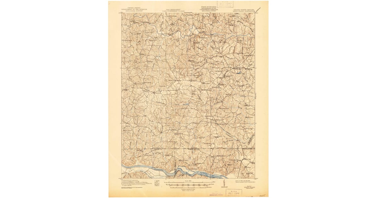1920 Map of White Plains, Brunswick County, VA — High-Res, 1944 Print ...