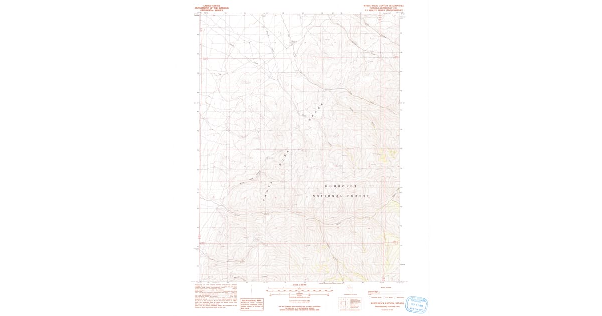 1991 Map of White Rock Canyon, Humboldt County, NV — High-Res | Pastmaps