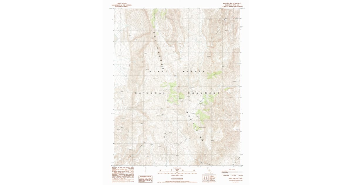 1988 Map of White Top Mtn, Inyo County, CA — High-Res | Pastmaps