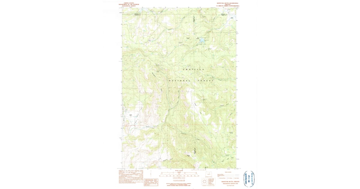 1990 Map of Whitetail Butte, Wheeler County, OR — High-Res | Pastmaps
