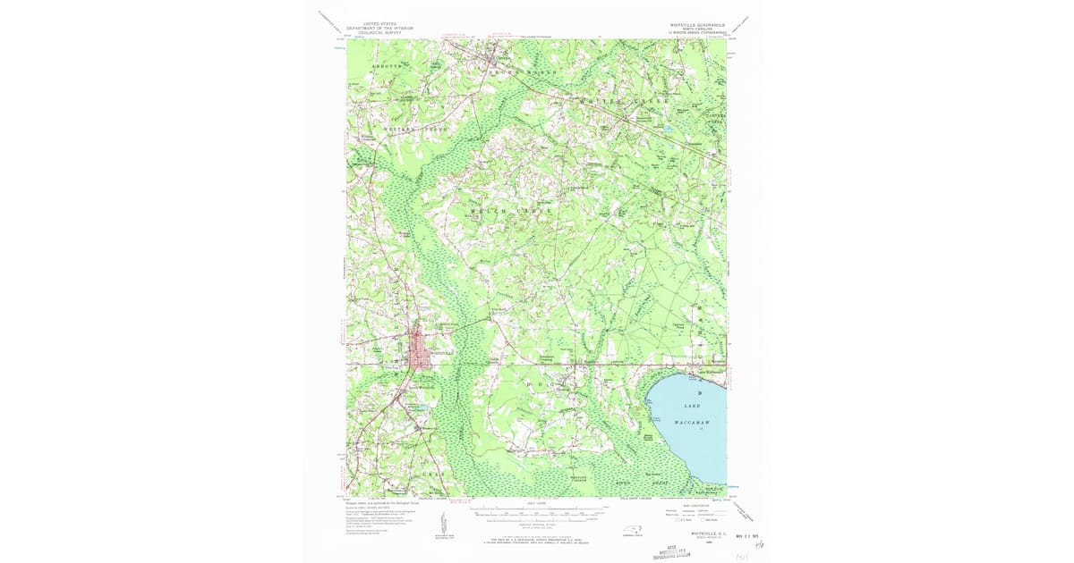 1955 Map of Whiteville, NC — High-Res | Pastmaps