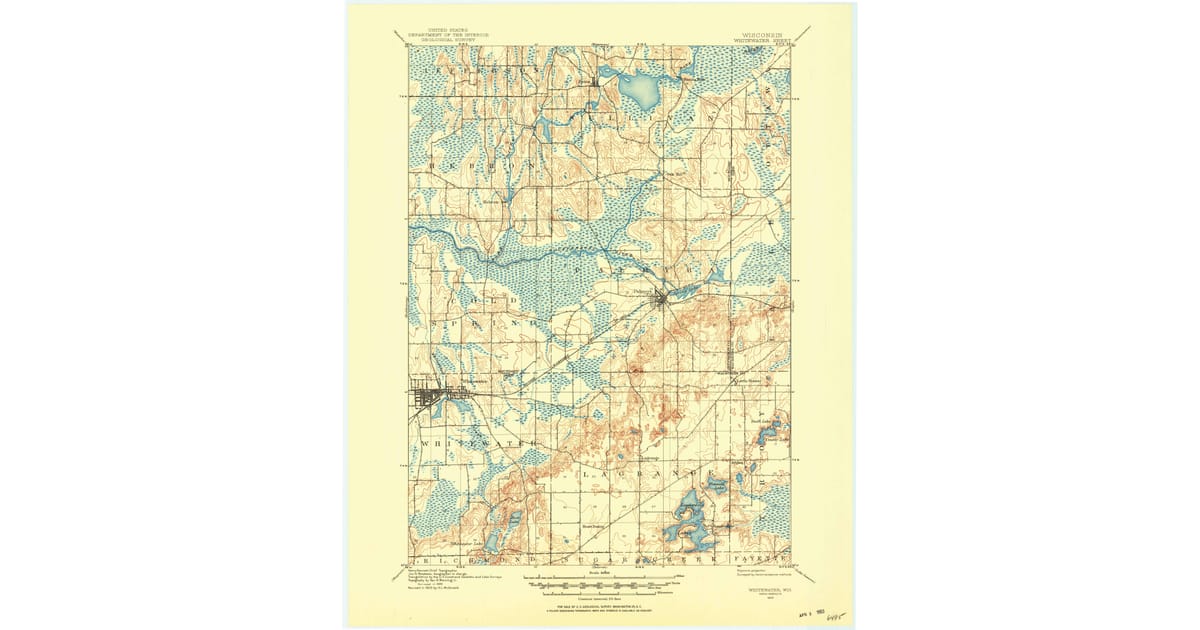 1903 Map of Whitewater, WI — High-Res, 1953 Print | Pastmaps