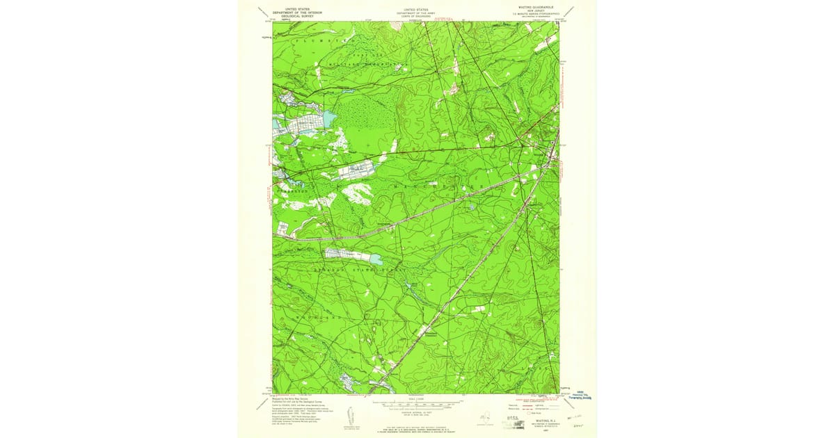 1957 Map of Whiting, Ocean County, NJ — High-Res | Pastmaps