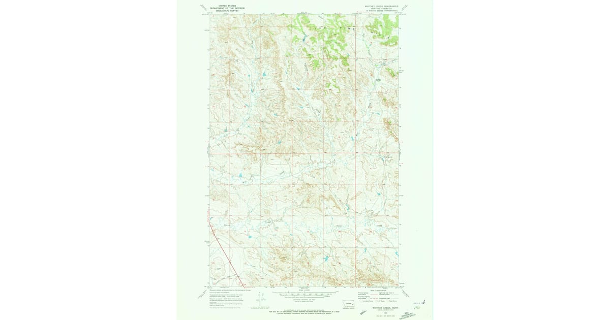 1969 Map of Whitney Creek, Custer County, MT — High-Res | Pastmaps