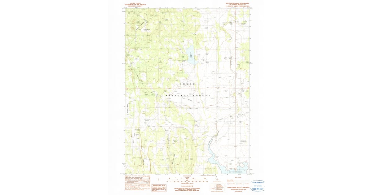 1990 Map of Whittemore Ridge, Modoc County, CA — High-Res | Pastmaps