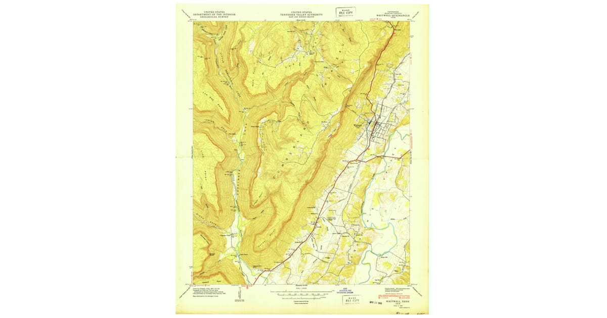 1950 Map of Whitwell, TN — High-Res, 1950 Print #2 | Pastmaps