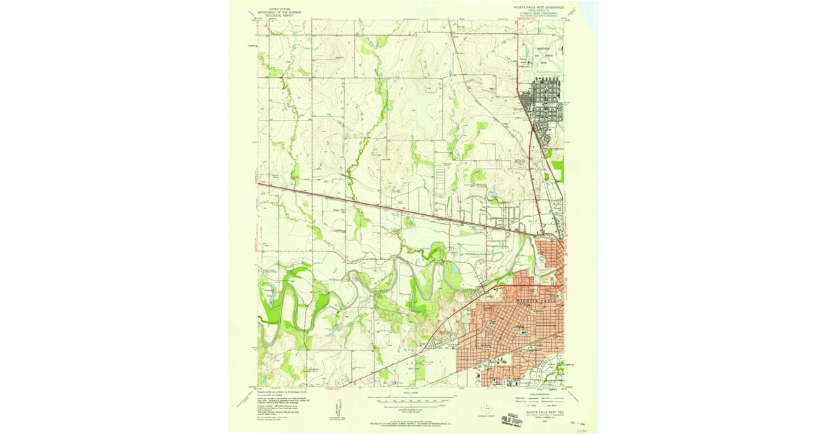 1957 Map of Wichita Falls West, Wichita County, TX — High-Res | Pastmaps