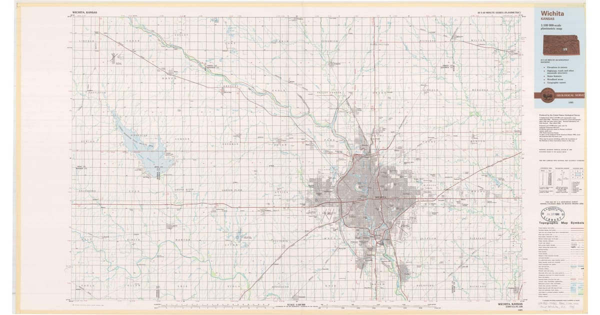 1985 Map of Wichita, KS — High-Res | Pastmaps