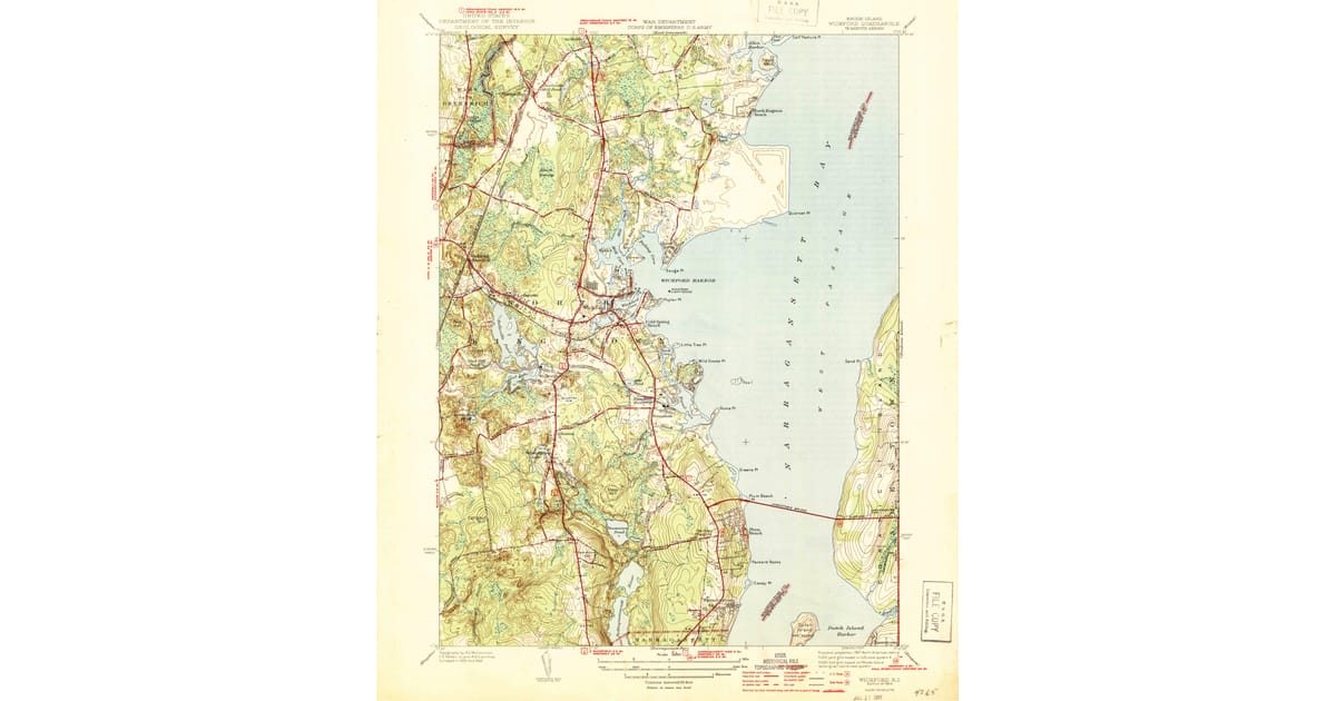 1944 Map of Wickford, Washington County, RI — High-Res | Pastmaps