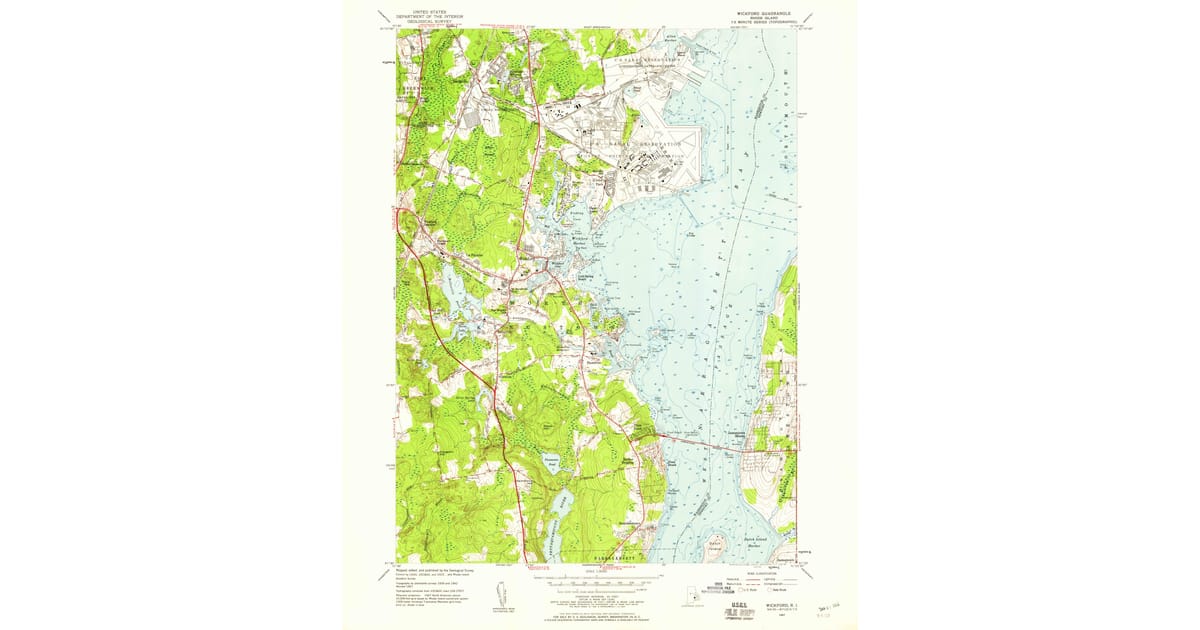 1957 Map of Wickford, Washington County, RI — High-Res | Pastmaps