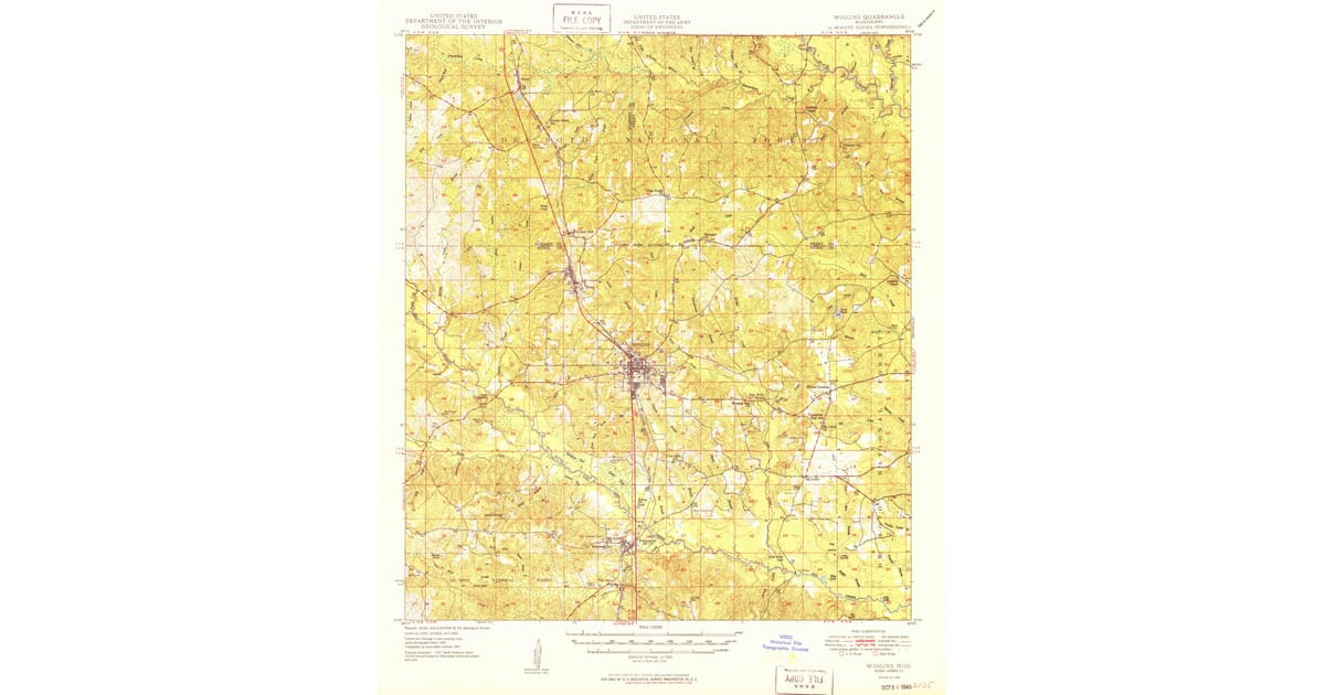 1949 Map of Wiggins, MS — High-Res | Pastmaps