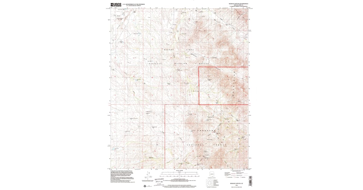 1996 Map of Wilbur Canyon, Pima County, AZ — High-Res | Pastmaps