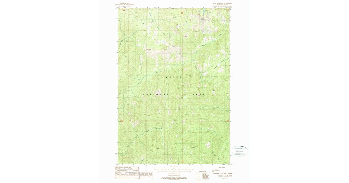 1988 Map of Wild Buck Peak, Valley County, ID — High-Res | Pastmaps