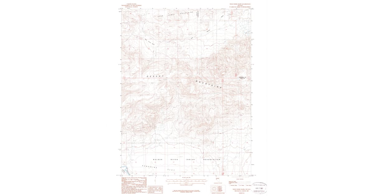 1987 Map of Wild Horse Basin, Lyon County, NV — High-Res | Pastmaps