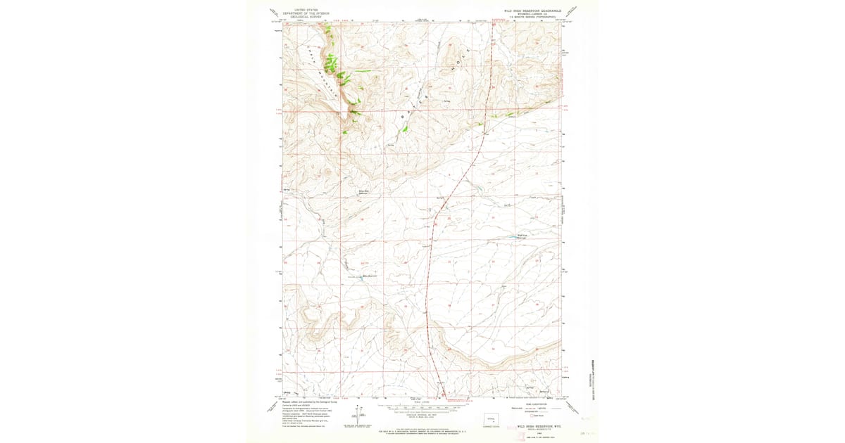1960 Map of Wild Irish Reservoir, Carbon County, WY — High-Res | Pastmaps