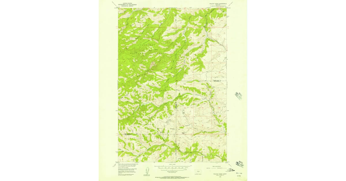 1955 Map of Wildcat Draw, Sweet Grass County, MT — High-Res | Pastmaps