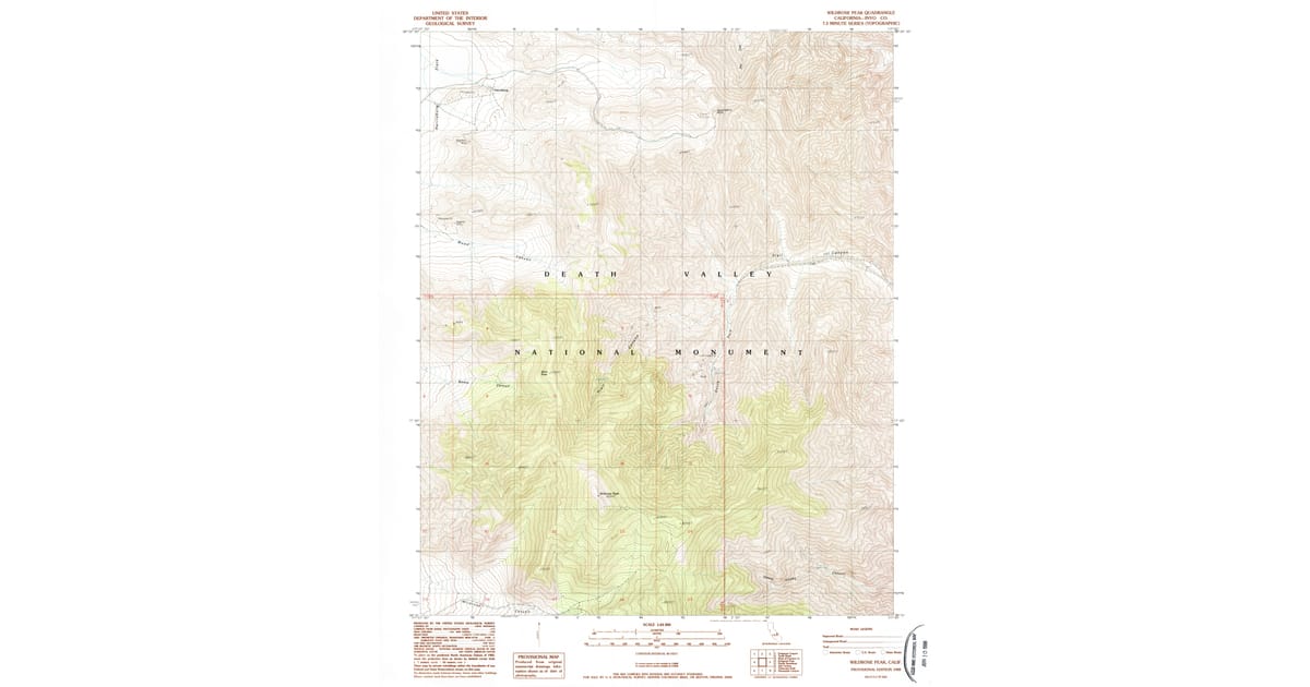 1988 Map of Wildrose Peak, Inyo County, CA — High-Res | Pastmaps