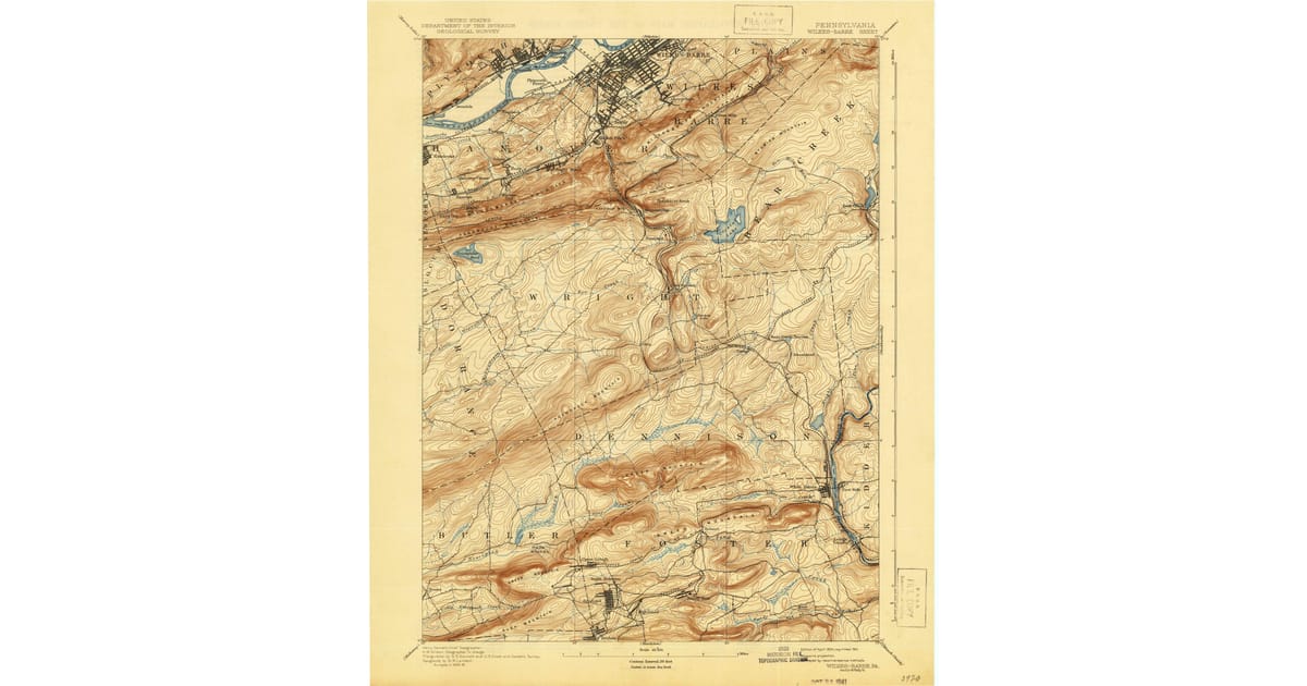 1894 Map of Wilkes-Barre, PA — High-Res, 1941 Print | Pastmaps