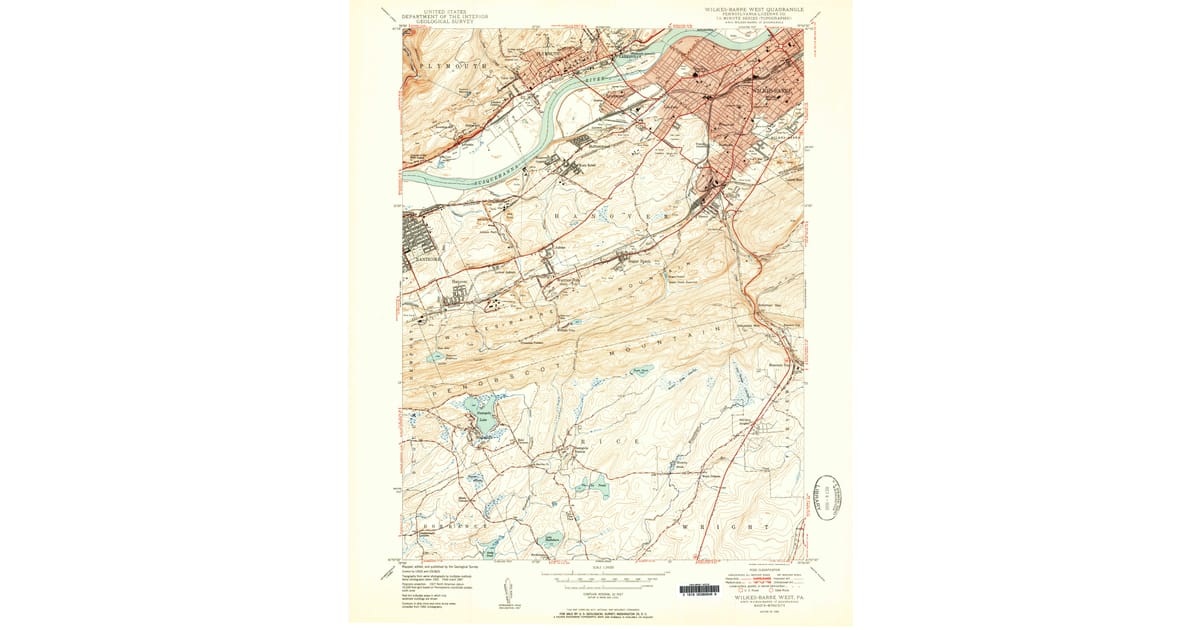 1950 Map of Wilkes-Barre West, Luzerne County, PA — High-Res | Pastmaps