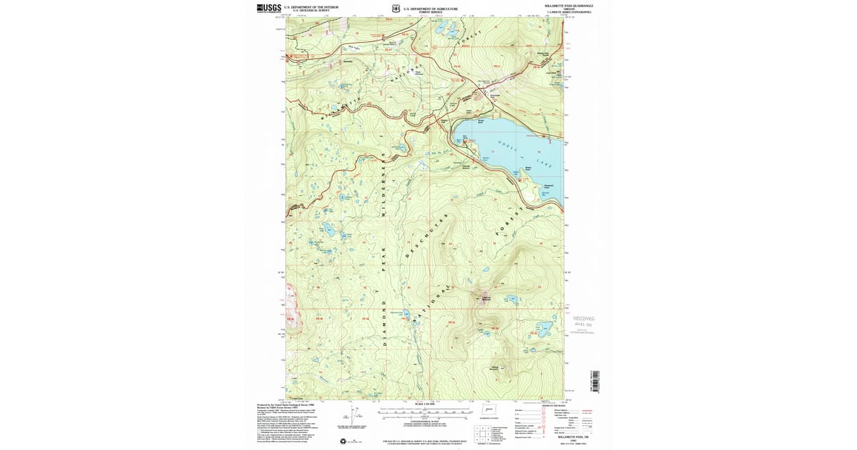 1997 Map of Willamette Pass, Klamath County, OR — High-Res | Pastmaps
