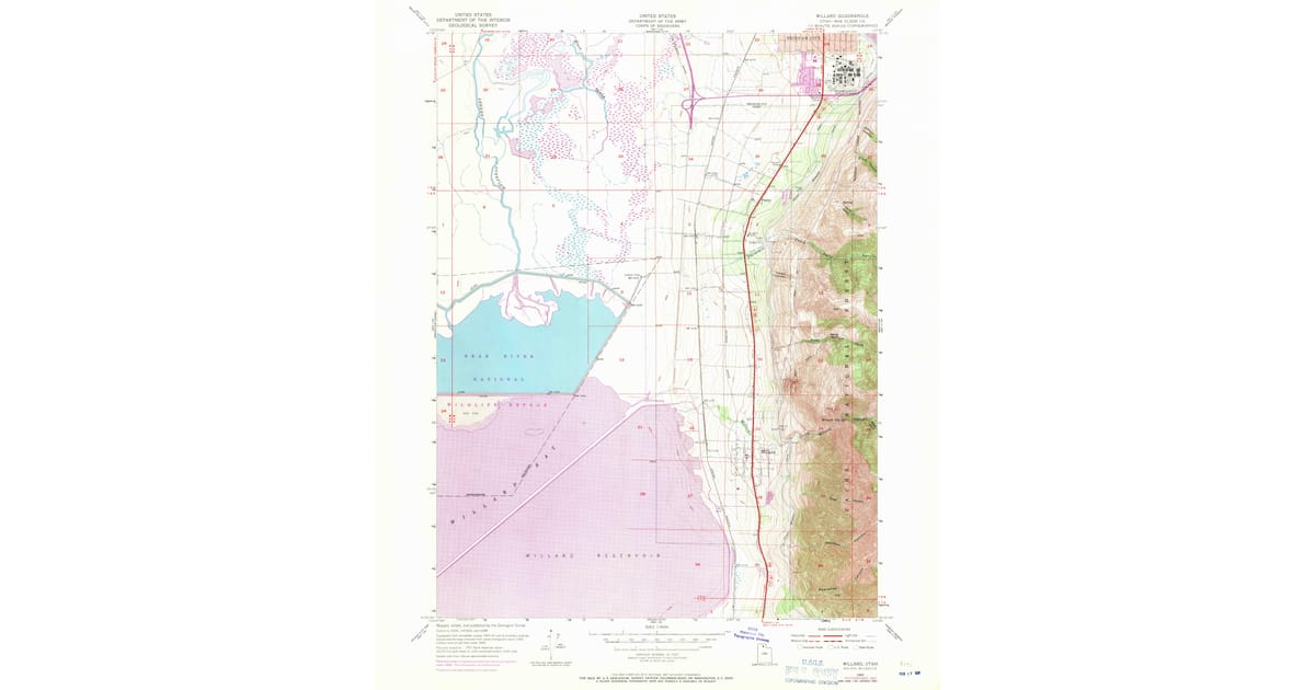 1955 Map of Willard, UT — High-Res, 1971 Print | Pastmaps