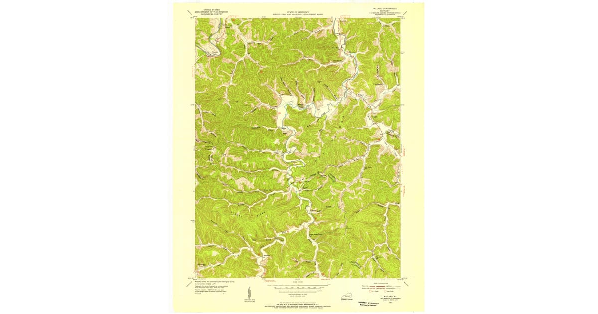 1953 Map of Willard, Carter County, KY — High-Res | Pastmaps