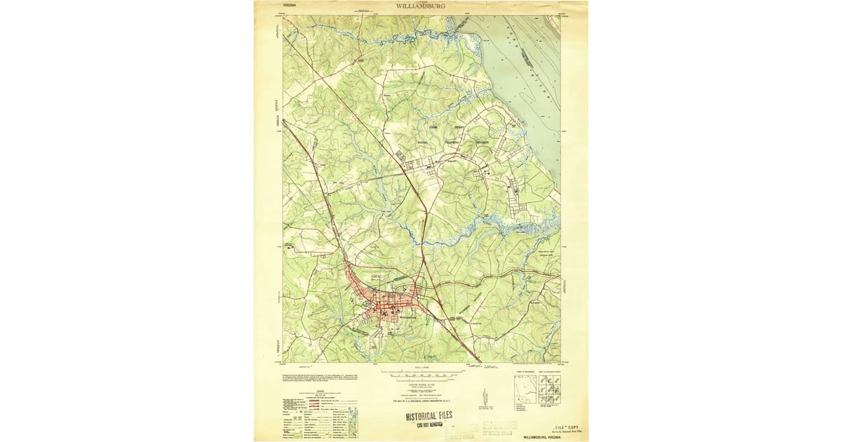 1951 Map of Williamsburg, York County, VA — High-Res | Pastmaps