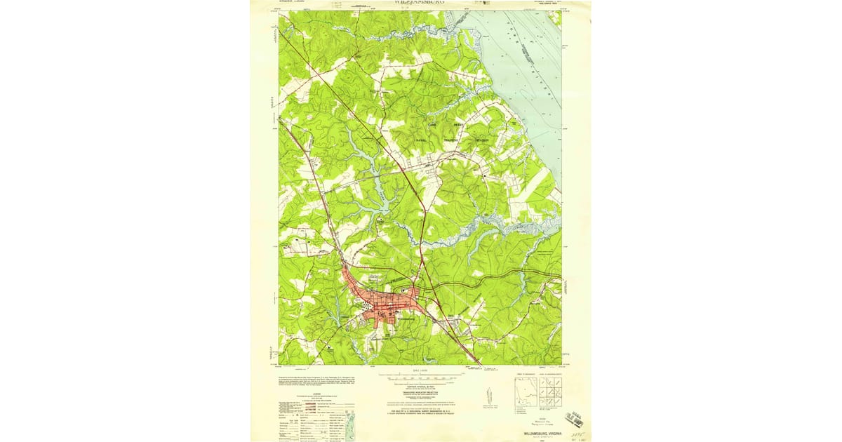 1952 Map of Williamsburg, York County, VA — High-Res | Pastmaps