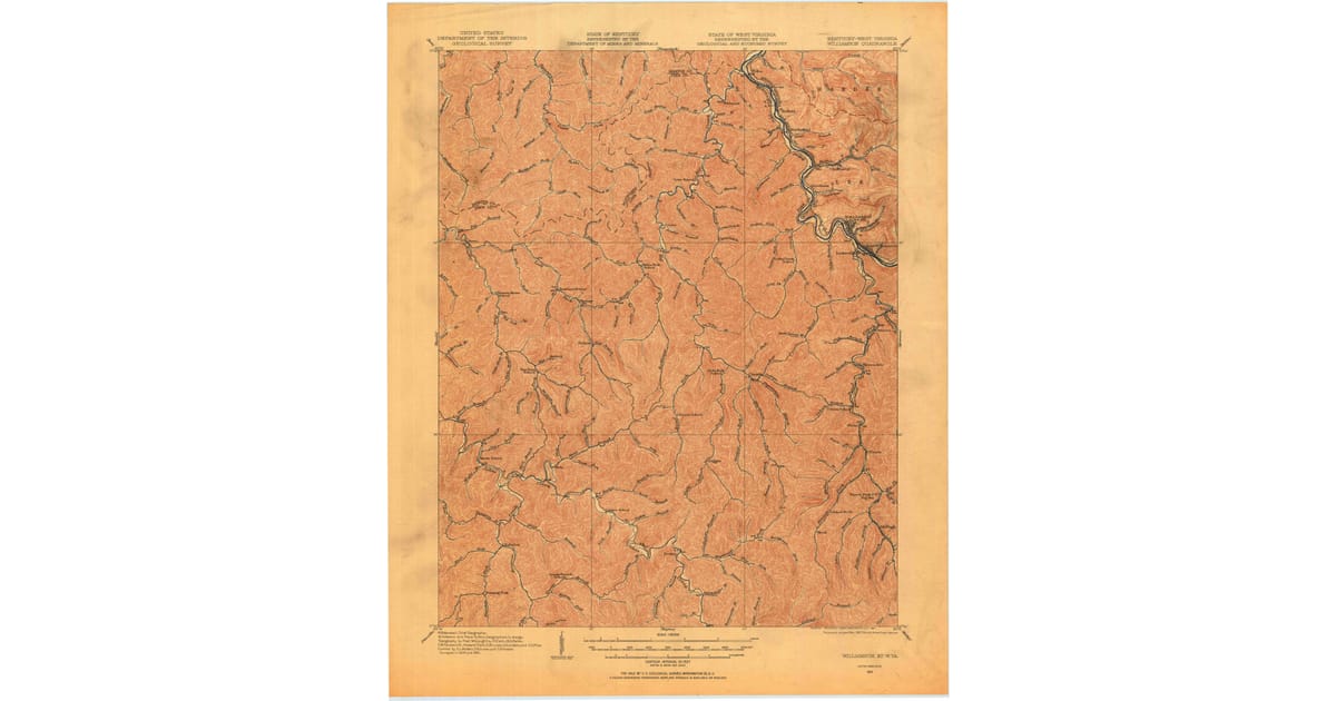1915 Map of Williamson, WV — High-Res, 1955 Print | Pastmaps