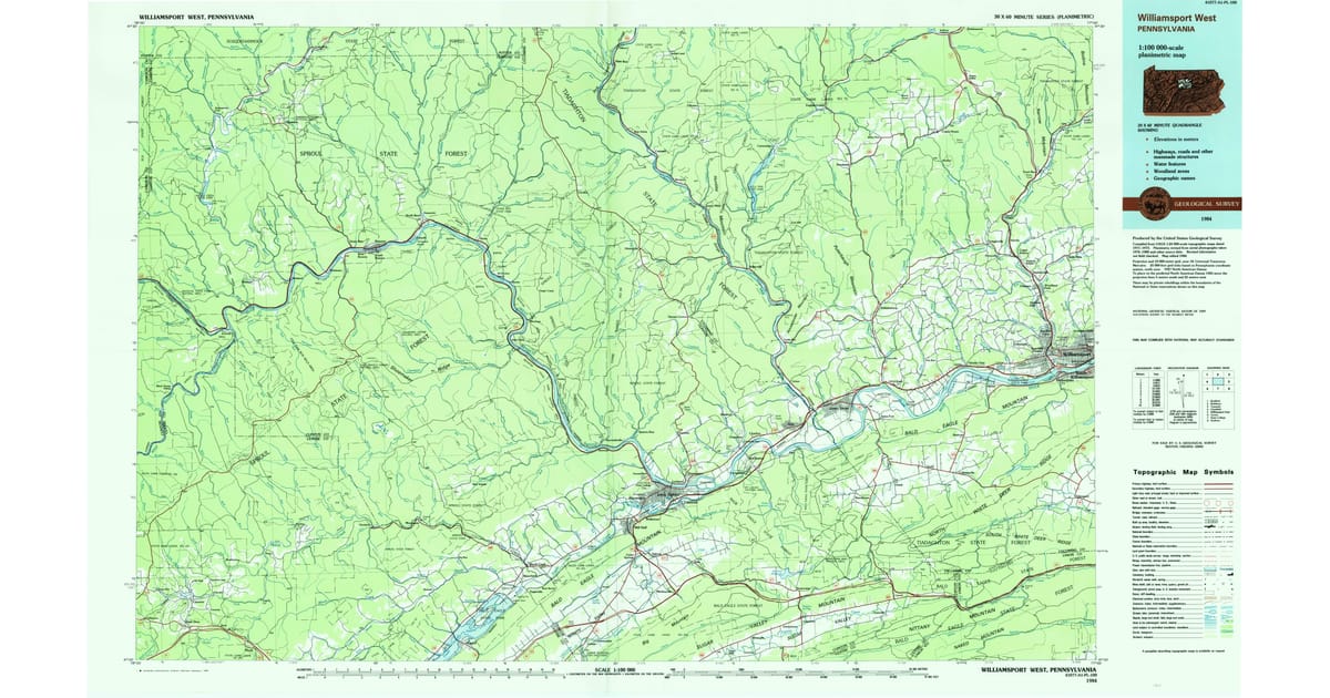 1980s Maps of Jersey Shore, PA | Pastmaps