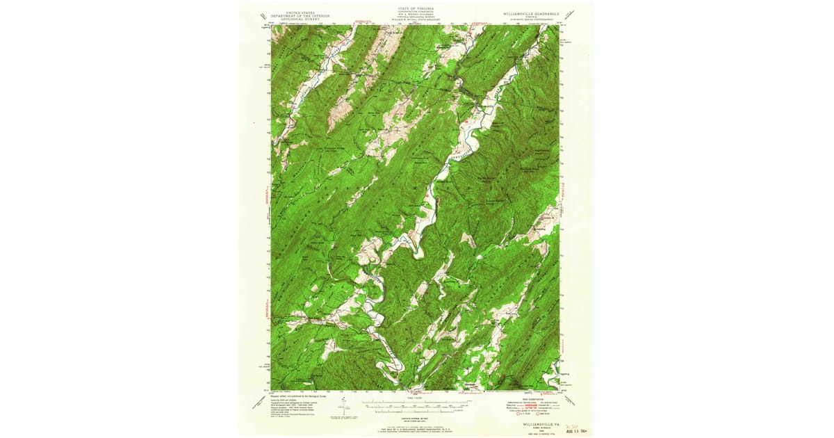 1946 Map of Williamsville, Bath County, VA — High-Res | Pastmaps