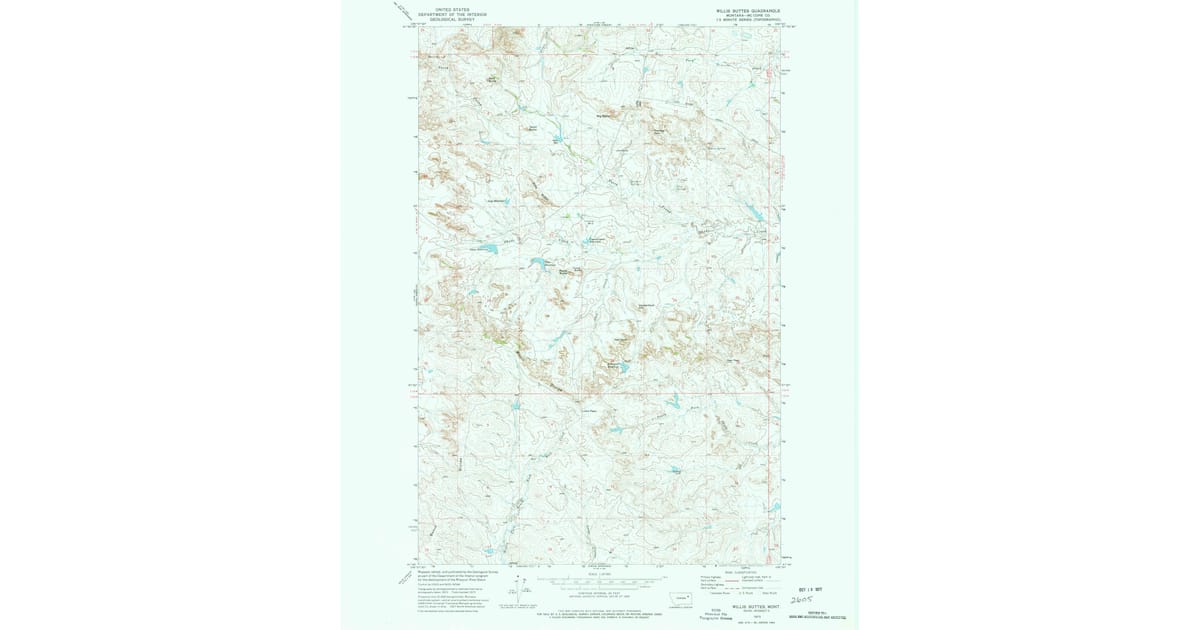 1973 Map of Willis Buttes, McCone County, MT — High-Res | Pastmaps