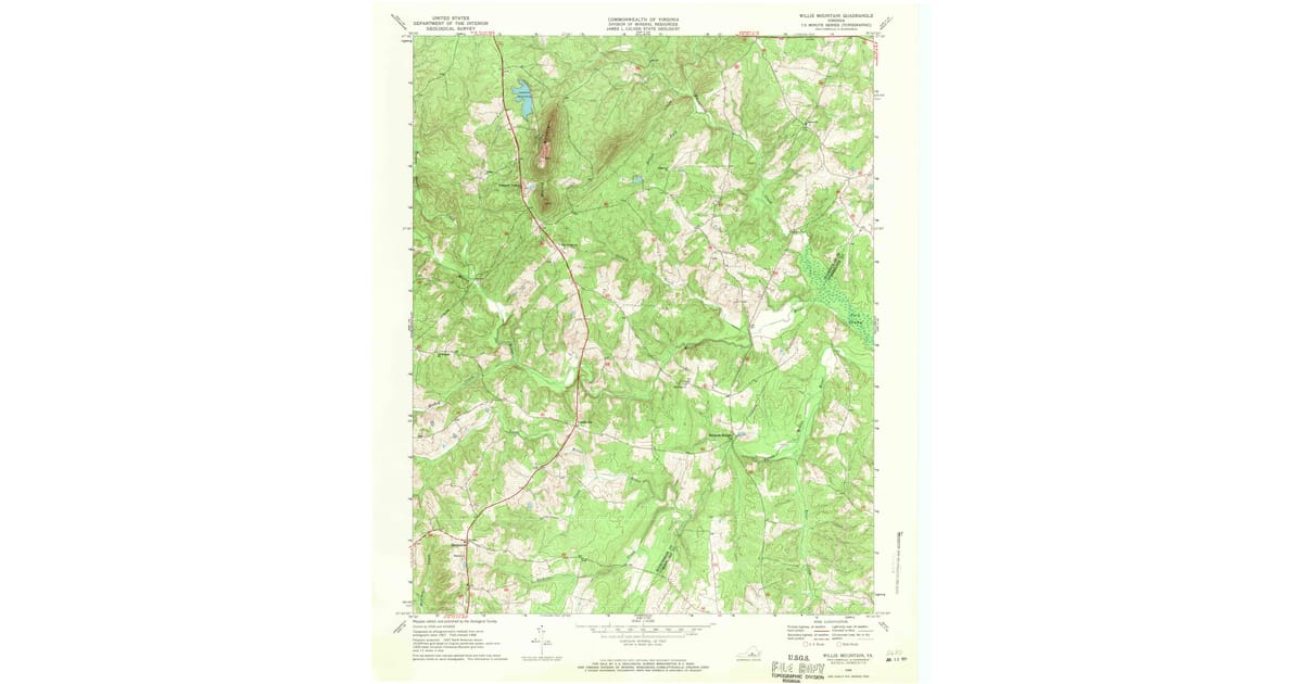 1968 Map of Willis Mountain, Buckingham County, VA — High-Res | Pastmaps