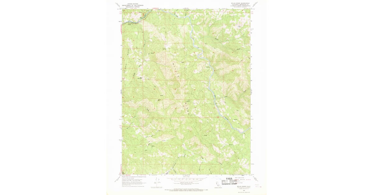 1966 Map of Willis Ridge, Mendocino County, CA — High-Res | Pastmaps