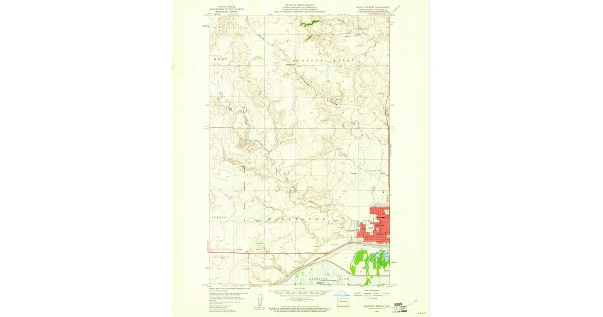 1959 Map of Williston West, Williams County, ND — High-Res | Pastmaps