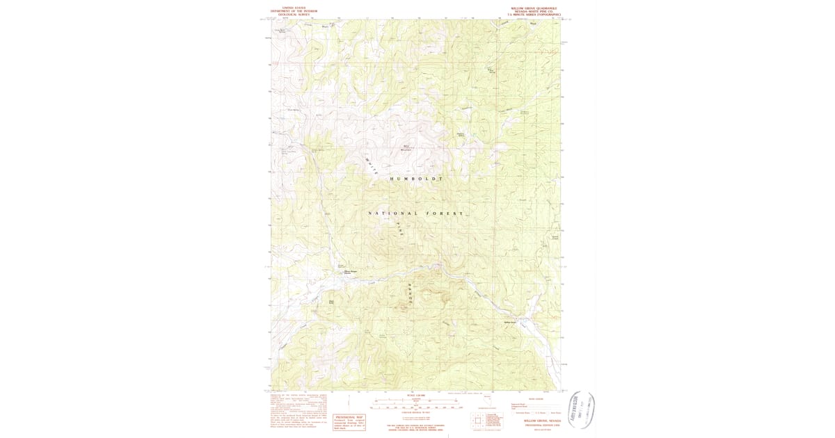 1990 Map of Willow Grove, White Pine County, NV — High-Res | Pastmaps