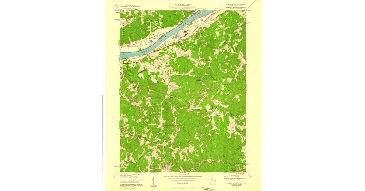 1957 Map of Willow Island, Pleasants County, WV — High-Res | Pastmaps
