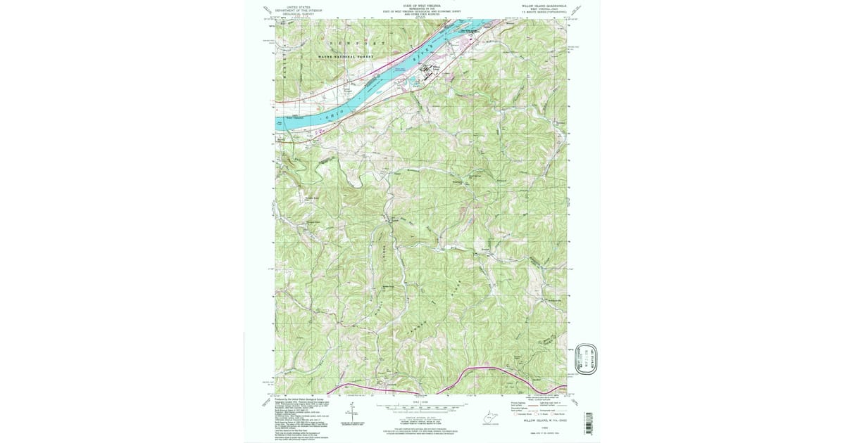 1994 Map of Willow Island, Pleasants County, WV — High-Res | Pastmaps