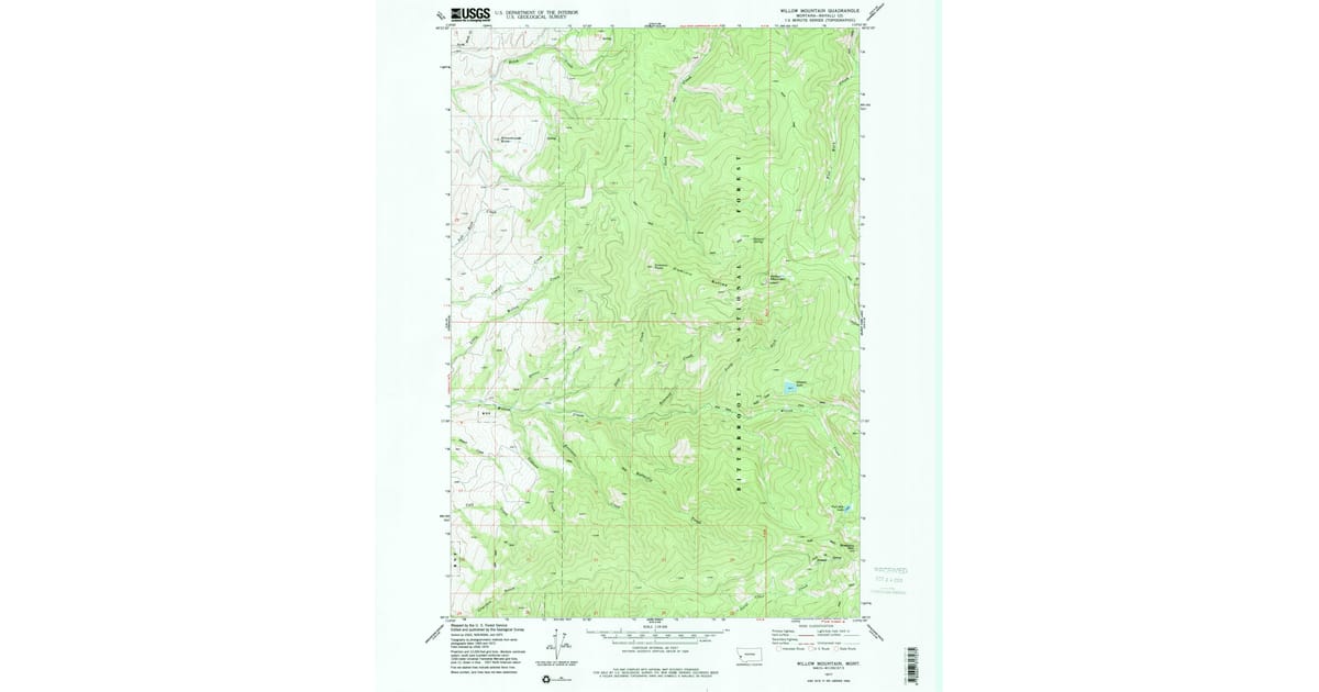 1977 Map of Willow Mountain, Ravalli County, MT — High-Res | Pastmaps