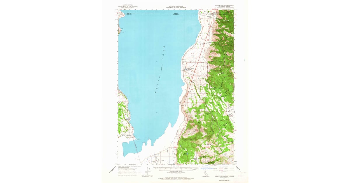 1962 Map of Willow Ranch, Modoc County, CA — High-Res | Pastmaps