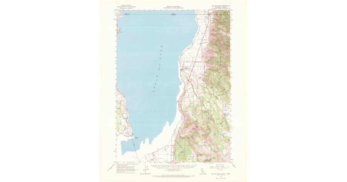1962 Map of Willow Ranch, Modoc County, CA — High-Res, 1972 Print ...