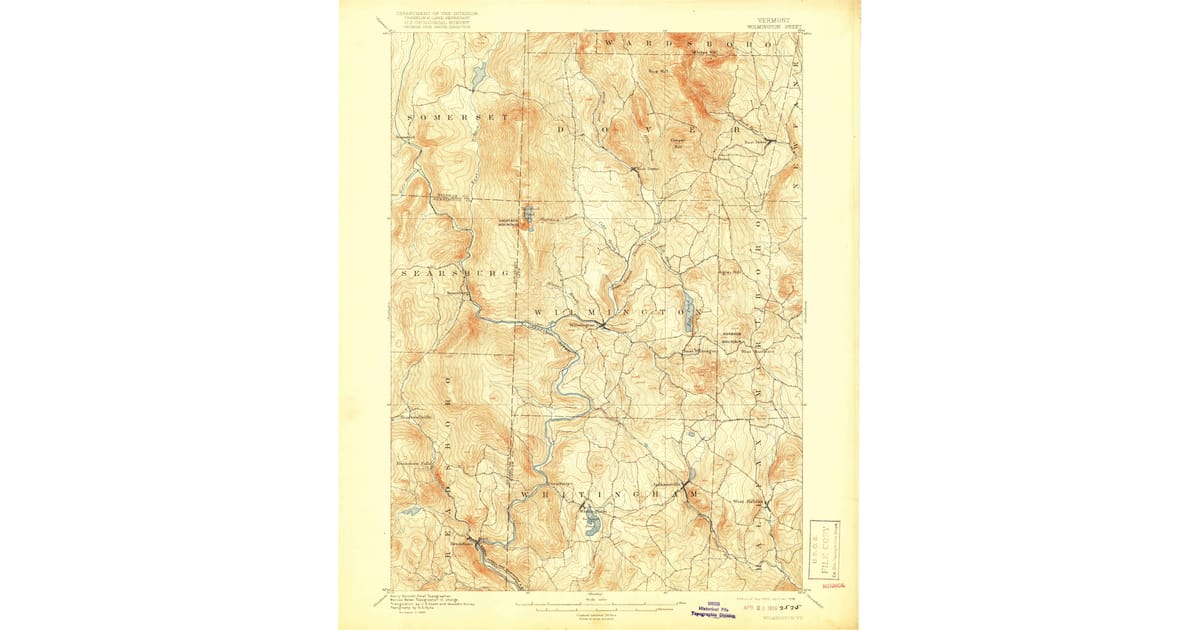 1889 Map of Wilmington, Windham County, VT — High-Res, 1918 Print ...