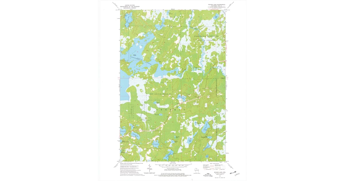 1973 Map of Wilson Lake, Iron County, WI — High-Res | Pastmaps