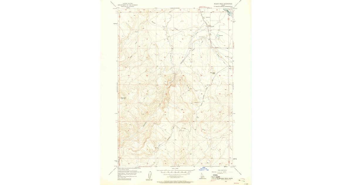 1957 Map of Wilson Peak, Owyhee County, ID — High-Res | Pastmaps