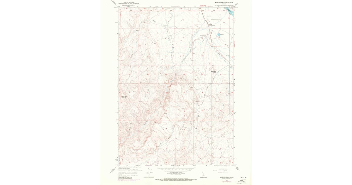 1957 Map of Wilson Peak, Owyhee County, ID — High-Res, 1972 Print ...