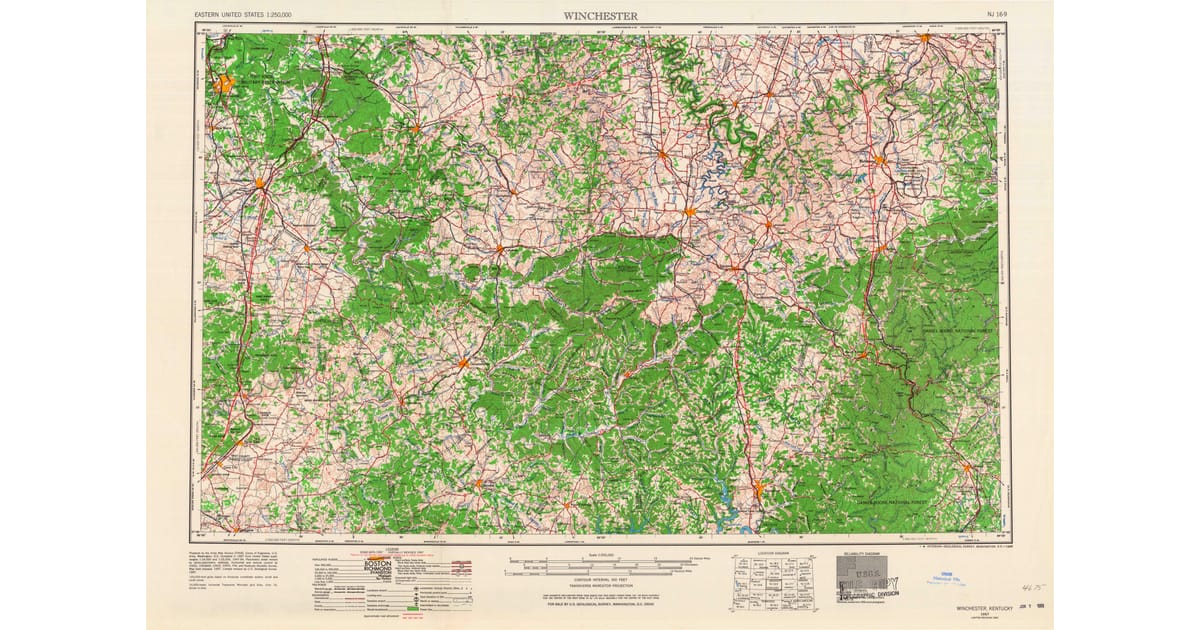 1957 Map of Winchester, KY — High-Res | Pastmaps