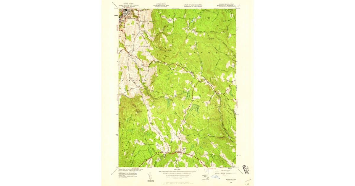 1944 Map of Windsor, Berkshire County, MA — High-Res | Pastmaps