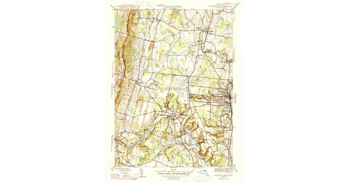 1946 Map of Windsor Locks, Hartford County, CT — High-Res | Pastmaps